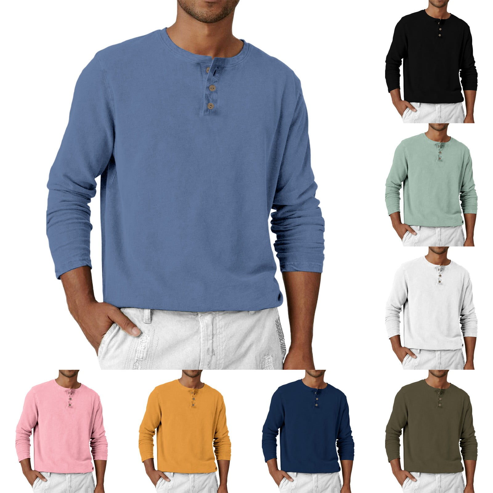 Men's Loose Casual Long Sleeve Lapel Zip Up Hoodie for Spring Fall ...