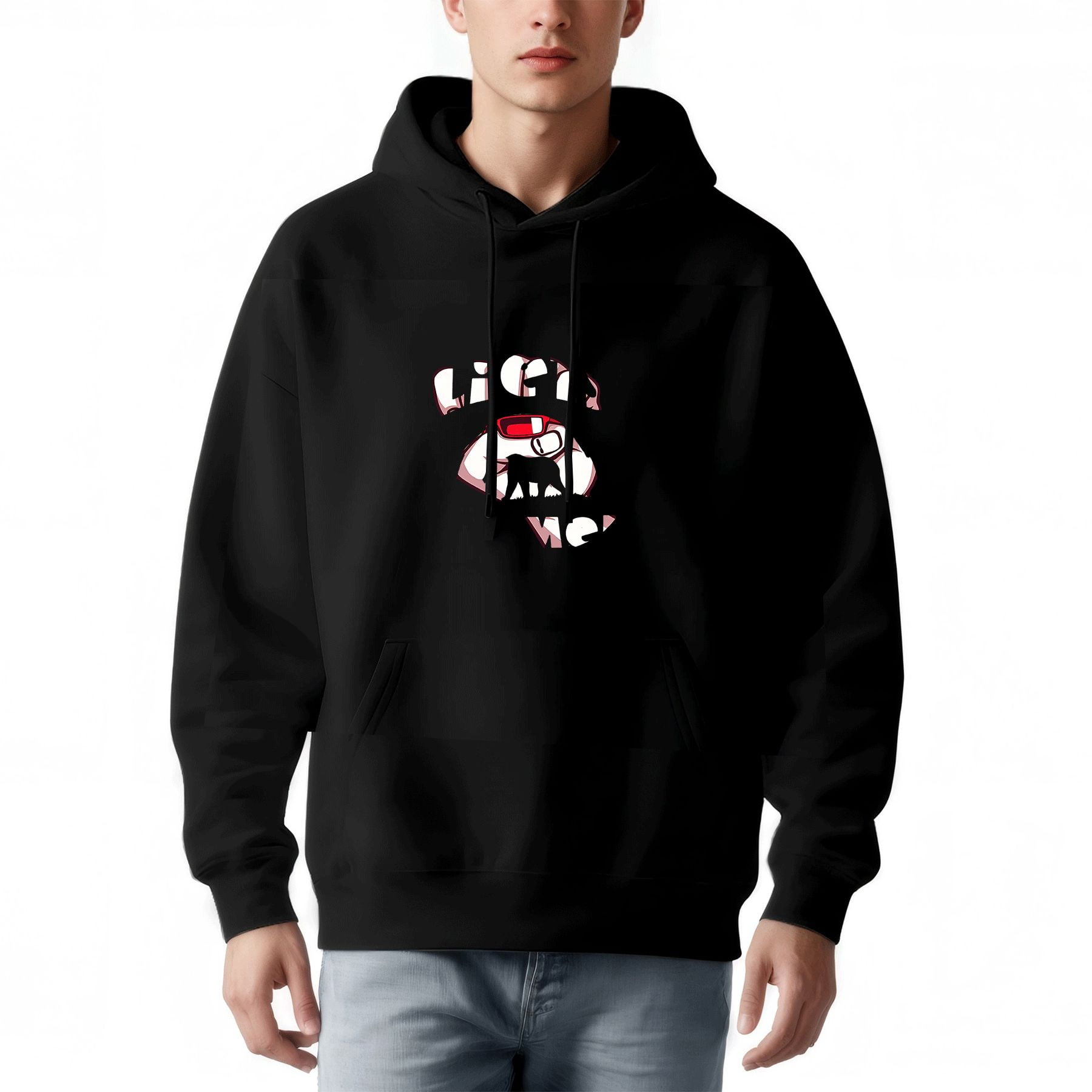 Men's Loose Fit Hoodie - Long Sleeve Pullover Sweatshirt with Pockets ...
