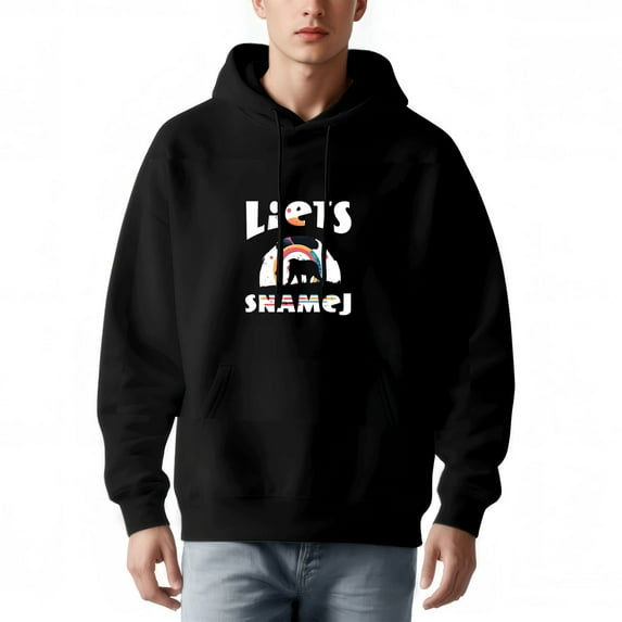 Men's Loose Fit Hoodie with Colorful Rainbow Graphic & Silhouette ...