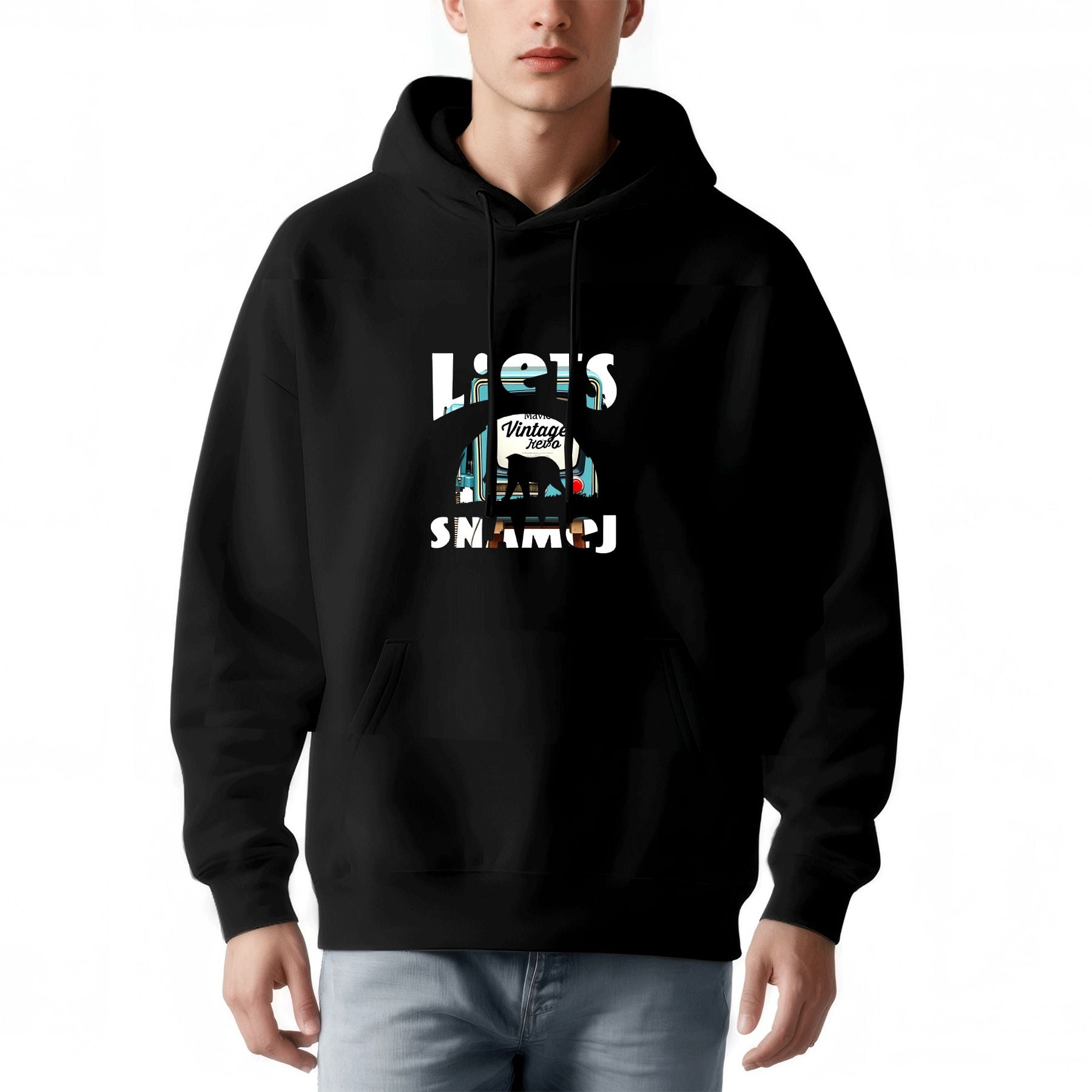 Men's Loose Fit Hoodie with Colorful ' Voting Snappy ' Graphic Front ...