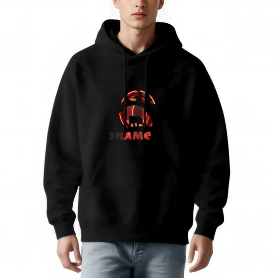 Men's Loose Fit Hoodie with Elephant Graphic & ' SHAME ' Text - Long ...
