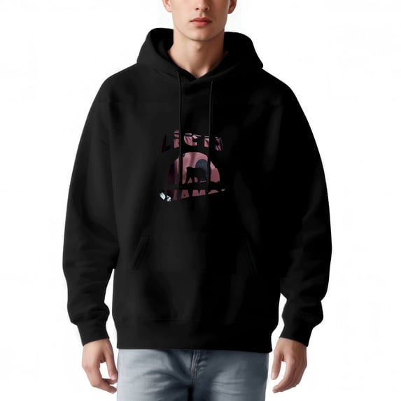 Men's Loose Fit Hoodie with Front Pocket Drawstrings featuring ' LIGHT ...