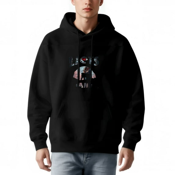 Men's Loose Fit Hoodie with Graphic Design: Character Under Red ...