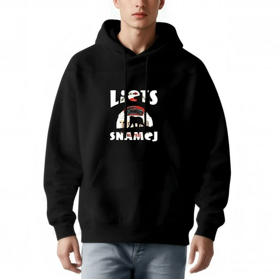 Men's Loose Fit Hoodie with Graphic Design: Stylized Figure with Hat ...