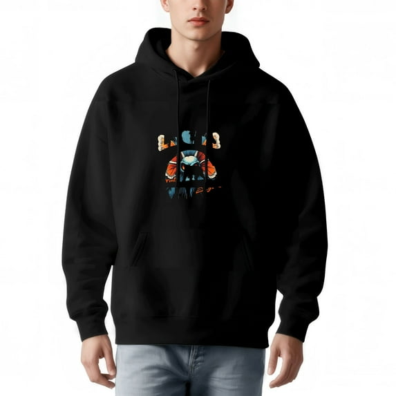 Men's Loose Fit Long Sleeve Hoodie - Colorful Elephant Graphic Design ...