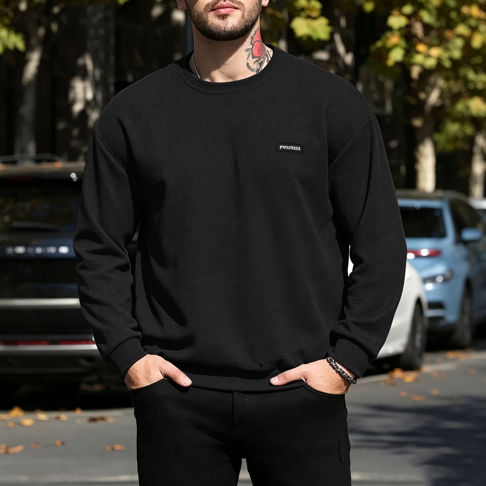 Men's Loose Fit Thick T-Shirt Heavy Weight Crewneck Tees for Men ...