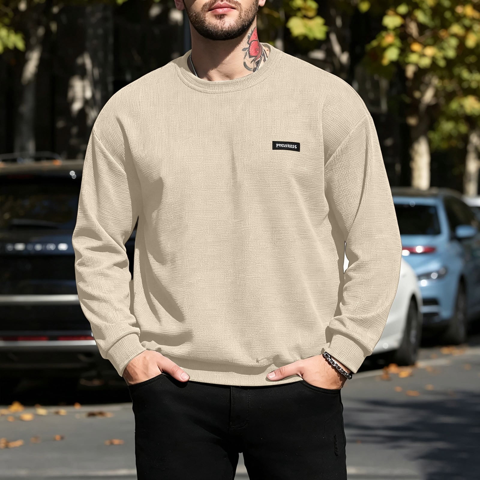 Men's Loose Fit Thick T-Shirt Heavy Weight Crewneck Tees for Men ...