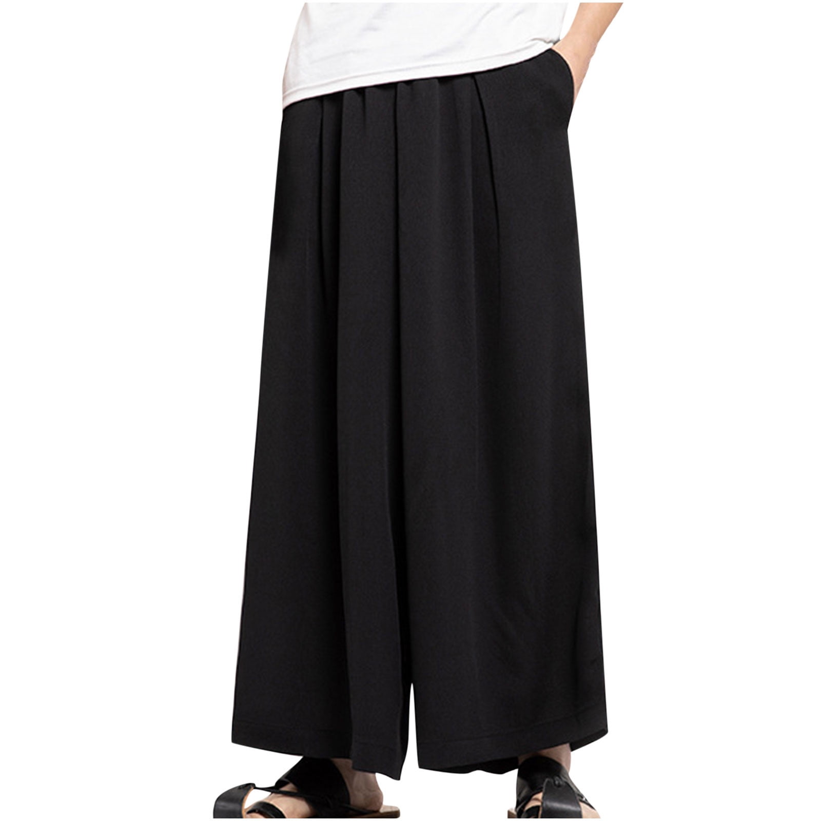 Men's Loose Pants Casual Solid Color Straight Fit Wide Leg Pants ...