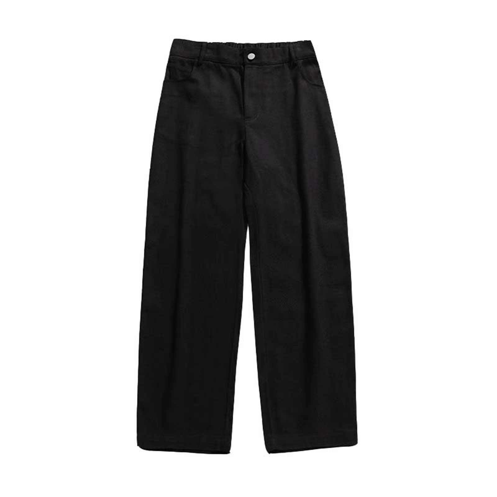 Mens Loose Texture Basic Solid Color Pants Vintage Casual Long Pants