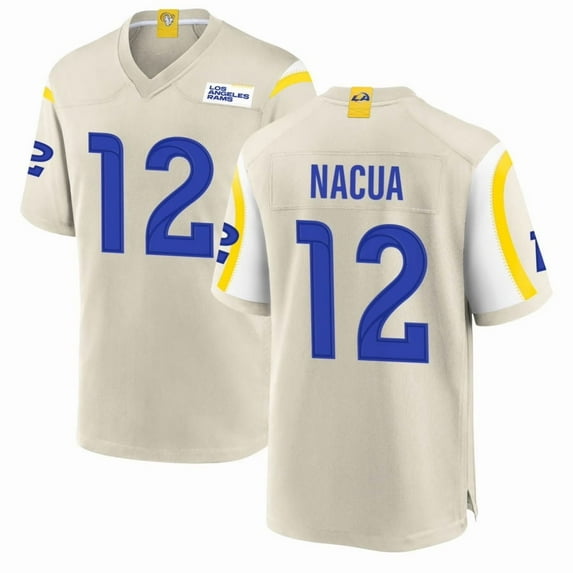 Men's Los_Angeles 1 Player Short-Sleeved Tops Nacua 12-Bone Embroidered ...