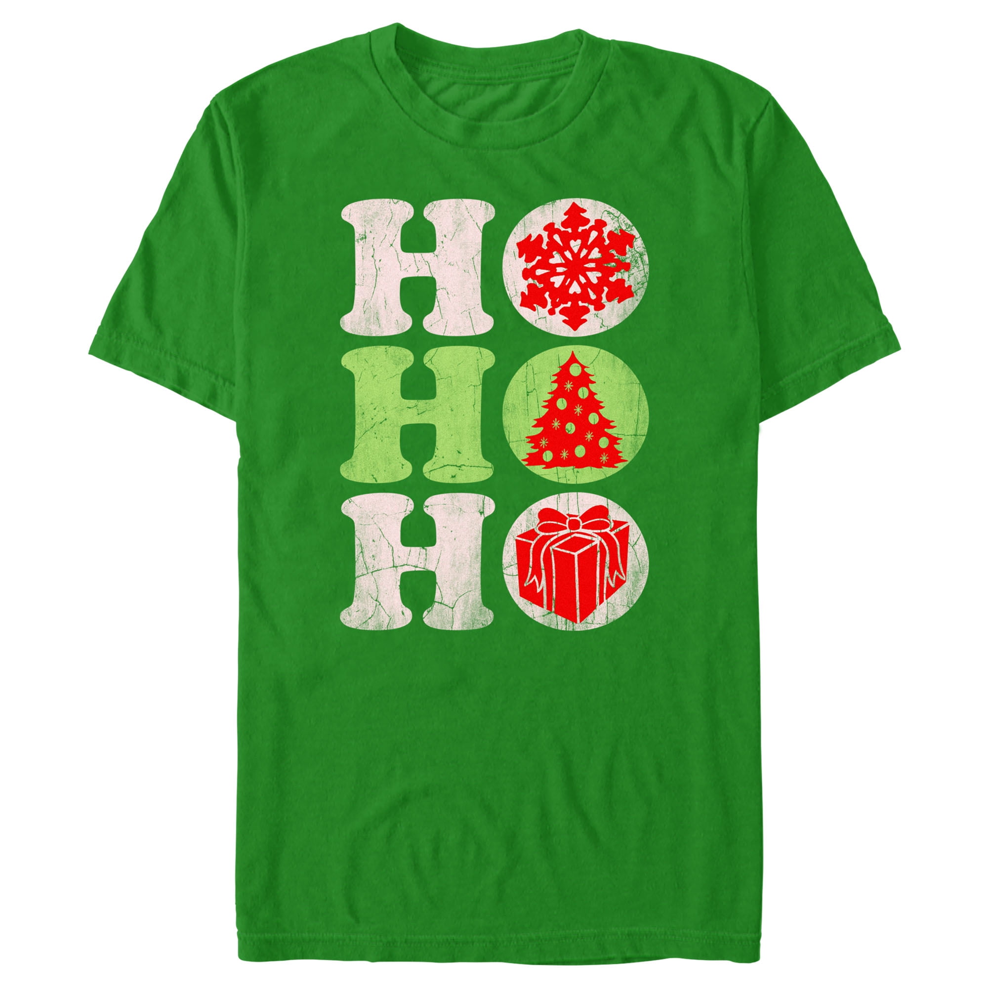 Men's Lost Gods Christmas Distressed Ho Ho Ho Graphic Tee Kelly Green X ...