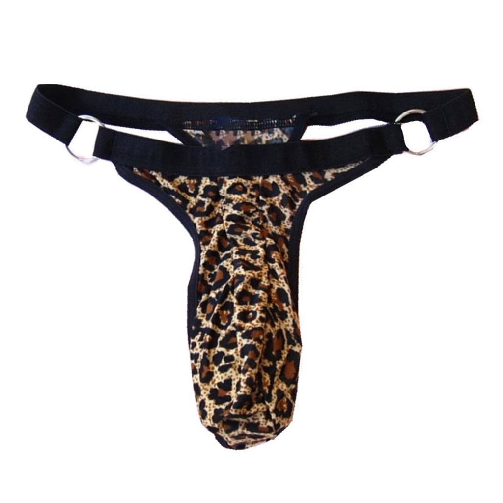 Men's Low Rise T Back G-String Thong with Animal Dots Print Bulge ...