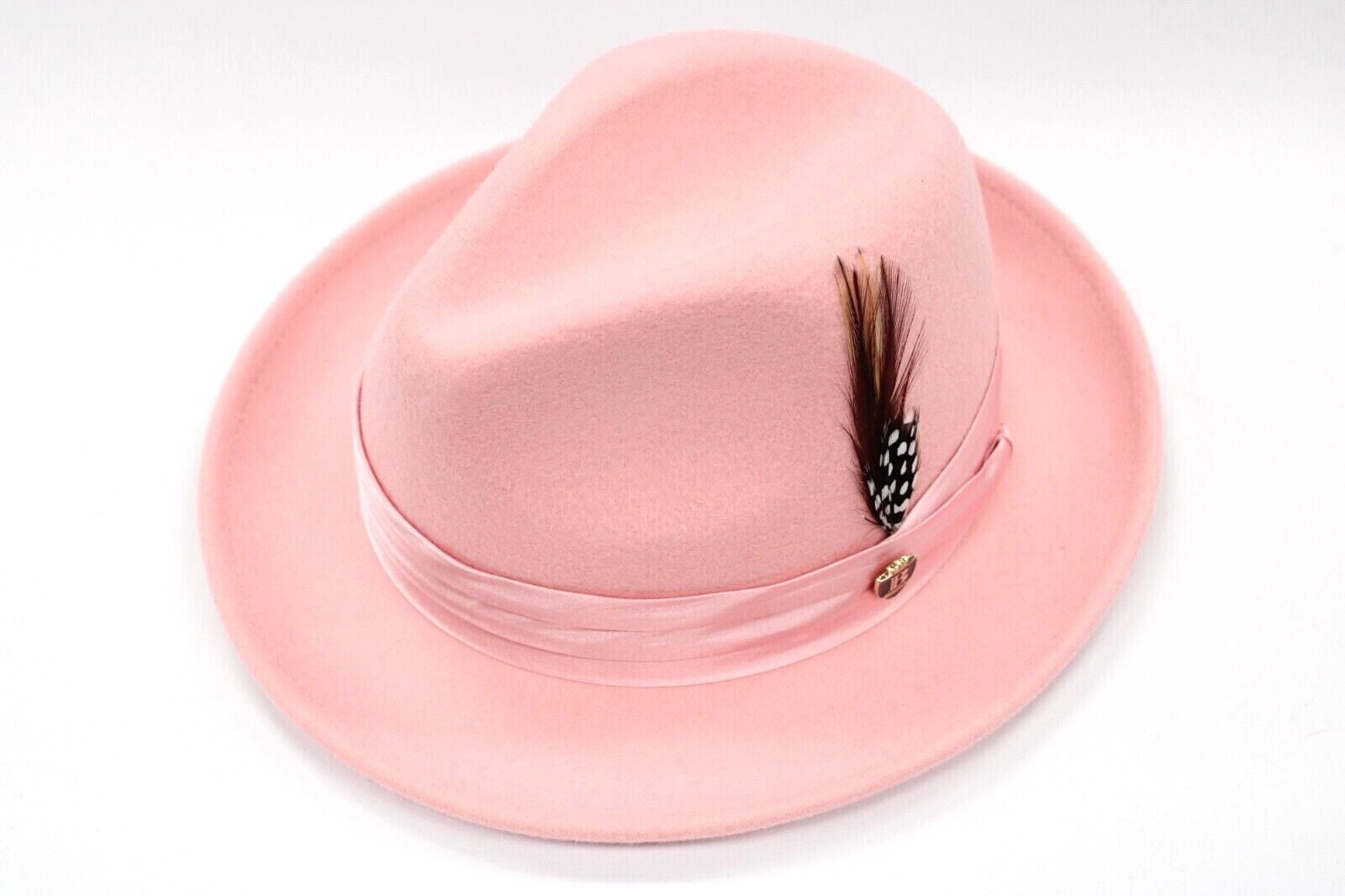 Men's Lt. Pink Fedora 100% Wool By Bruno Capelo Crushable UN-126 ...