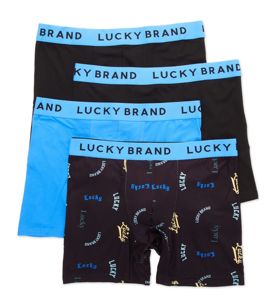 Men's Lucky 241PB25 Essential Soft Boxer Briefs - 4 Pack (Black/Sonic ...