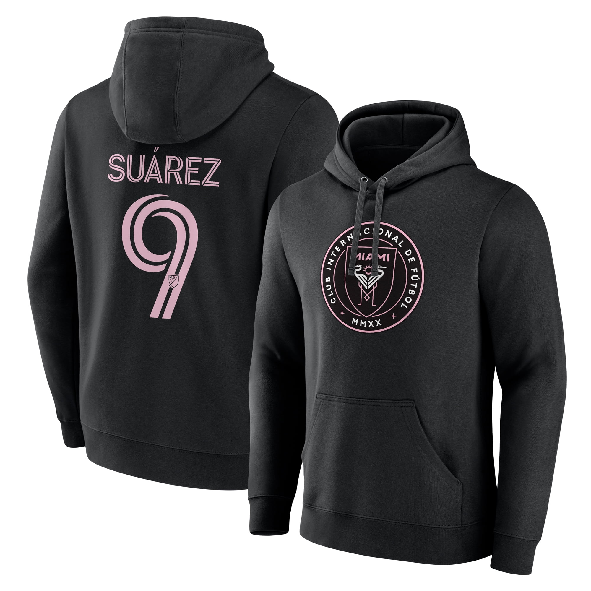 Men's Luis Su-rez Black Inter Miami CF Team Authentic Player Name & Number Pullover Hoodie ...