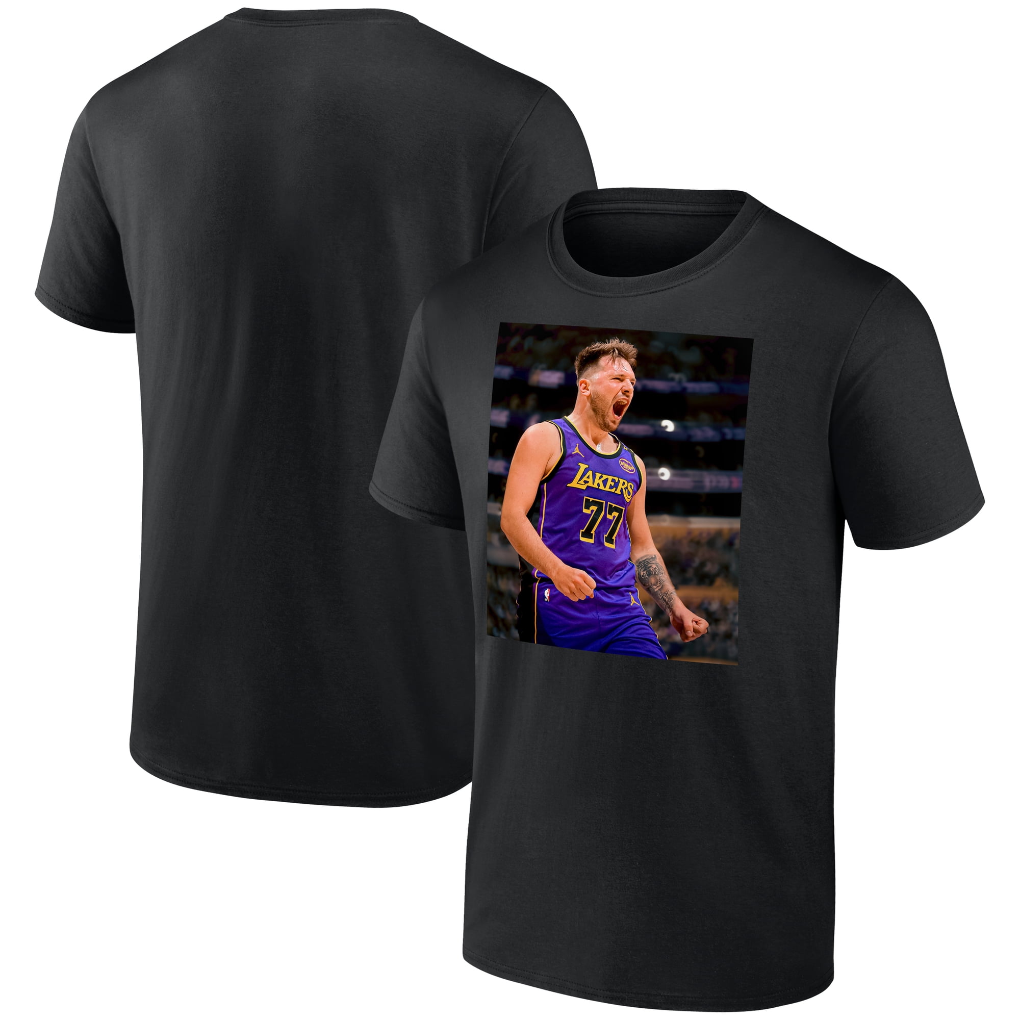 Men's Luka Don-i- Black Los Angeles Lakers Game Frames T-Shirt ...