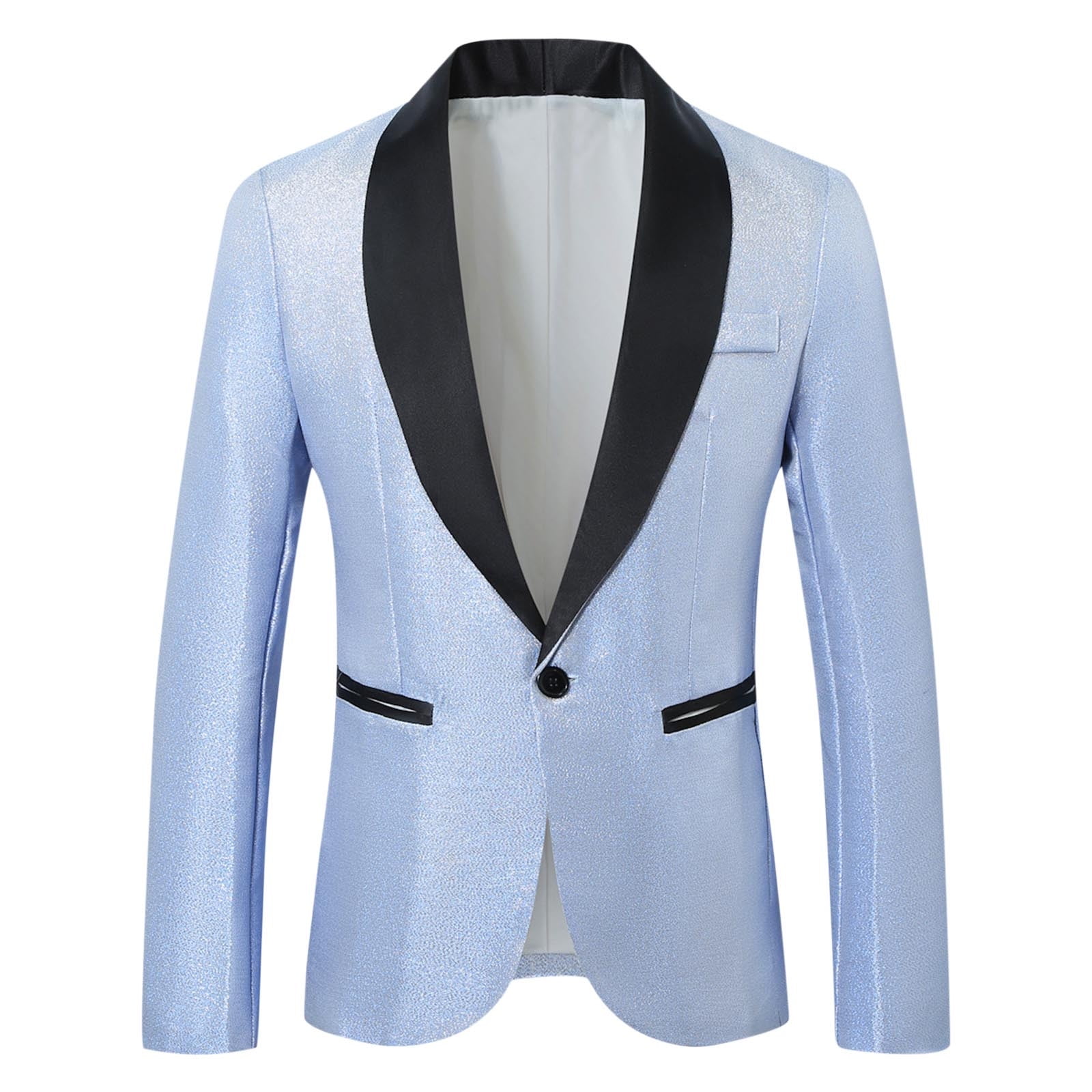 Men's Luxurious Sequins Blazer, Slim Fit Shawl Collar Suit Jacket Sport ...