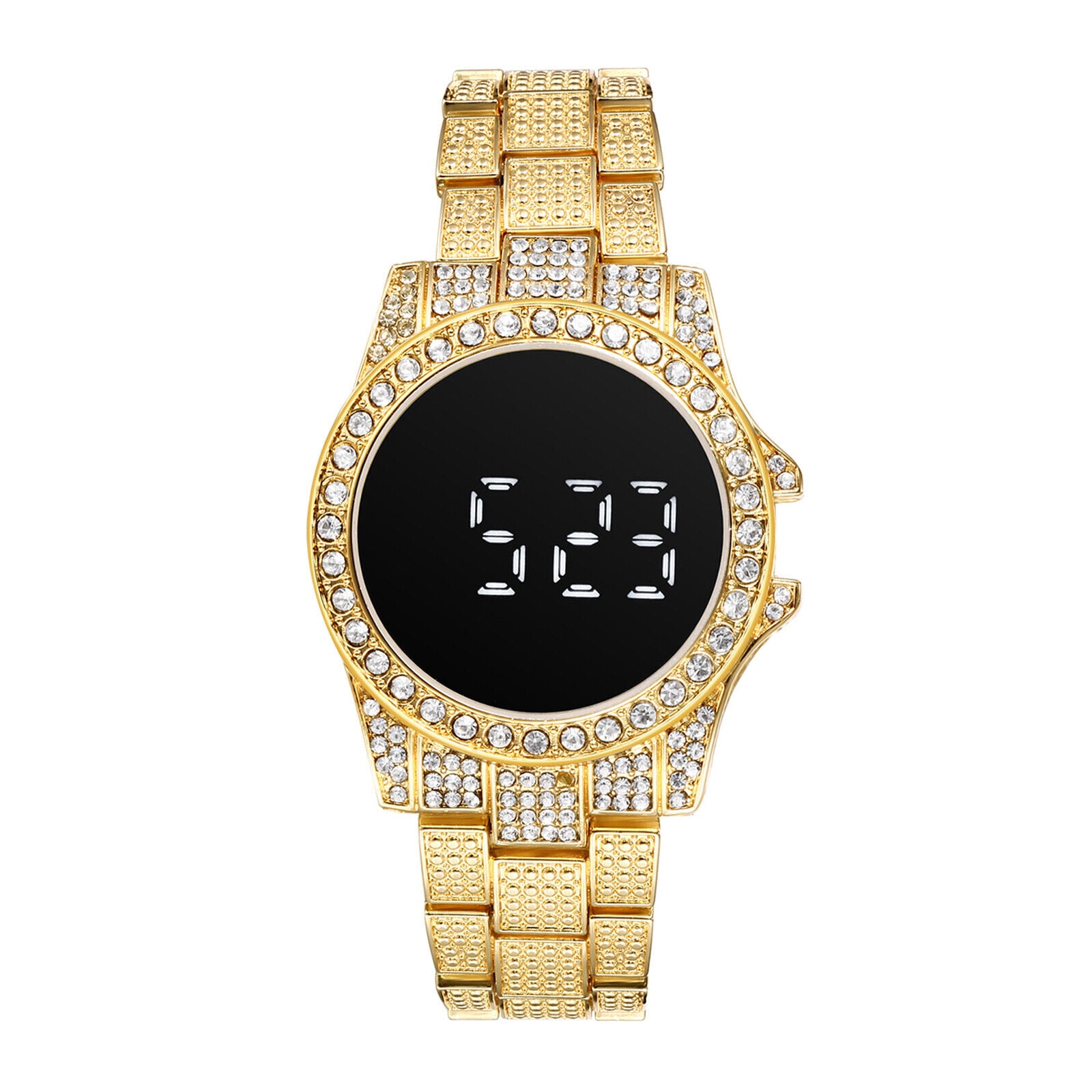 Men's Luxury Digital Iced Watch Bling Rhinestone LED Date Dial Quartz ...