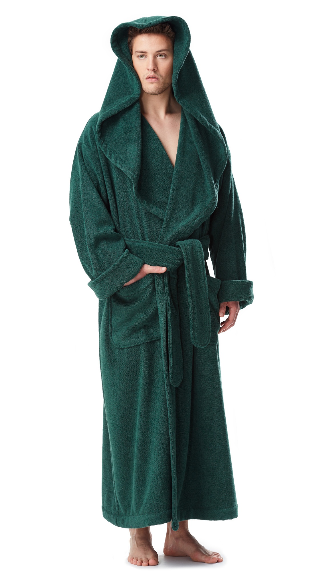 Men's Luxury Medieval Monk Robe Style Full Length Hooded Turkish Terry ...