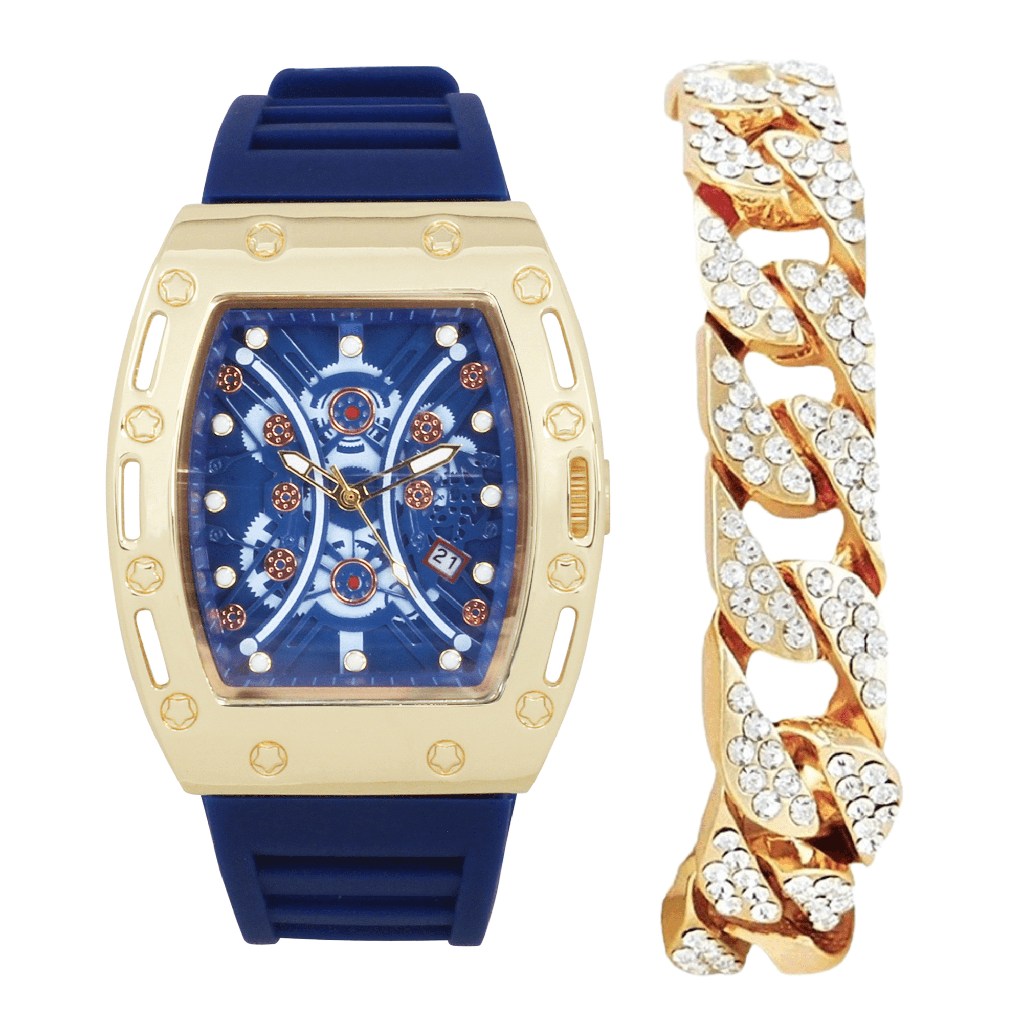 Men's Luxury Watch with Unique Tonneau Shape, Comfortable Silicone Band ...