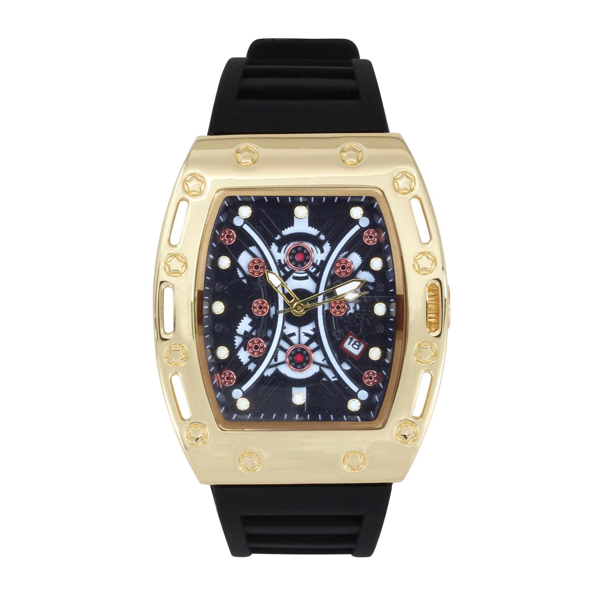 Men's Luxury Watch with Unique Tonneau Shape, Comfortable Silicone Band ...