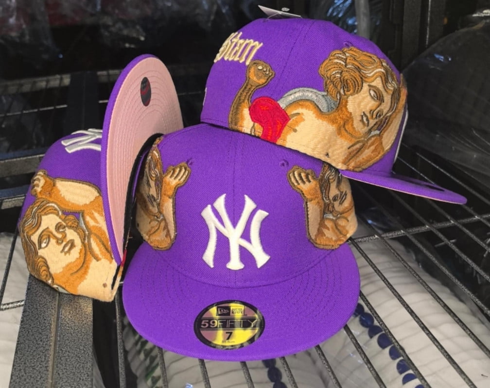Men's MLB Jon Stan NYY Y_ankees purple Angels Embroidered Fitted Cap ...