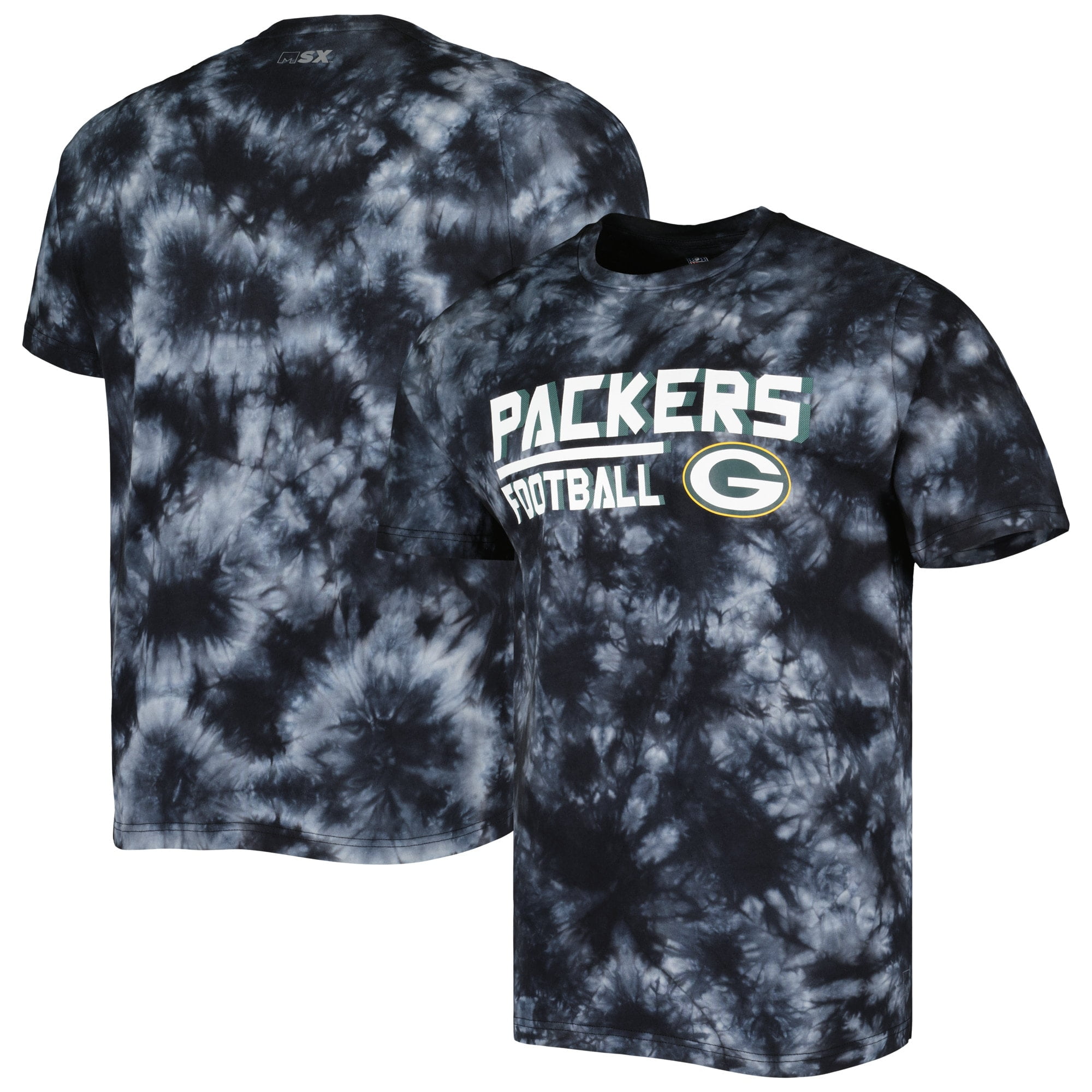 Men's MSX by Michael Strahan Black Green Bay Packers Recovery Tie-Dye T ...