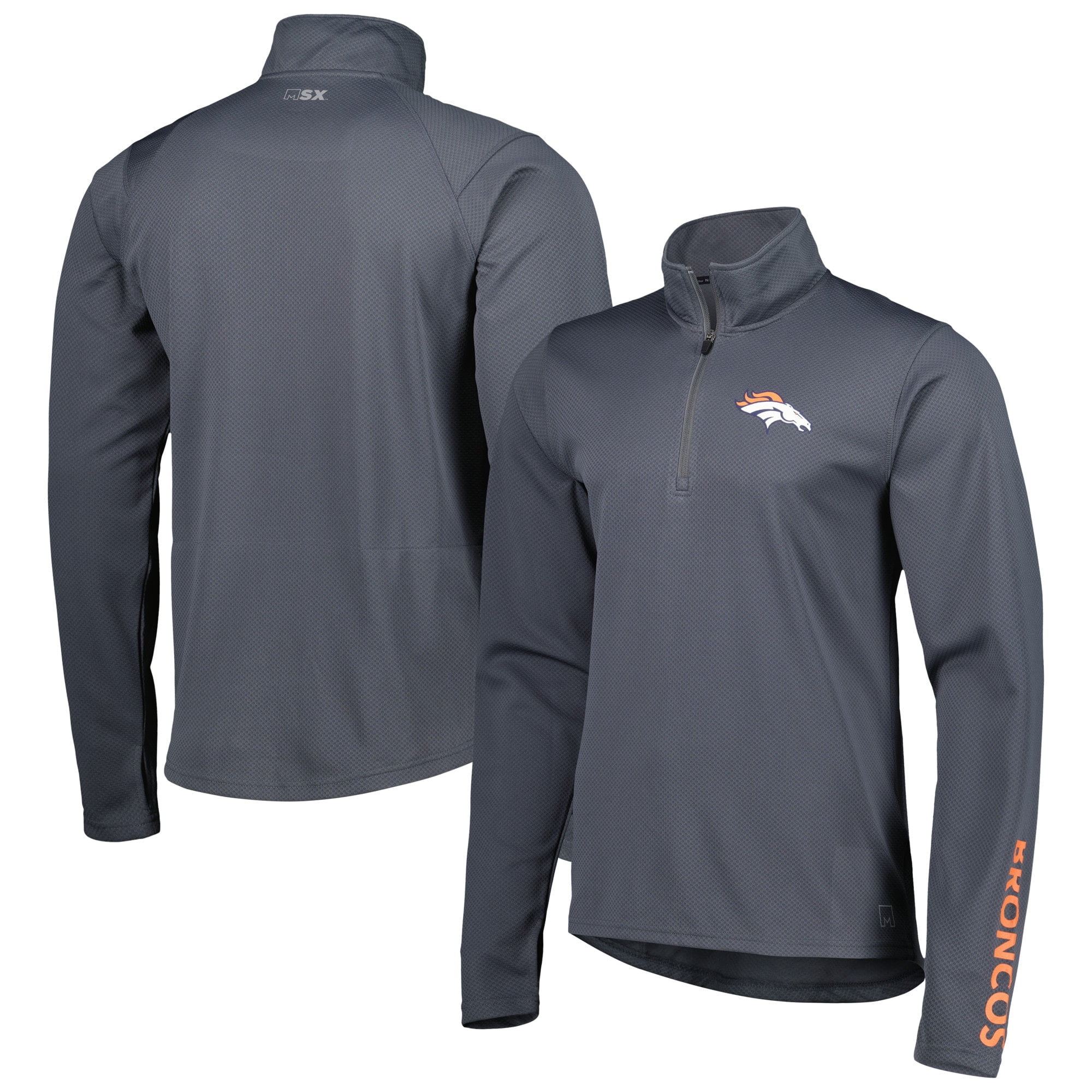Men's MSX by Michael Strahan Charcoal Denver Broncos Half-Zip Pullover ...