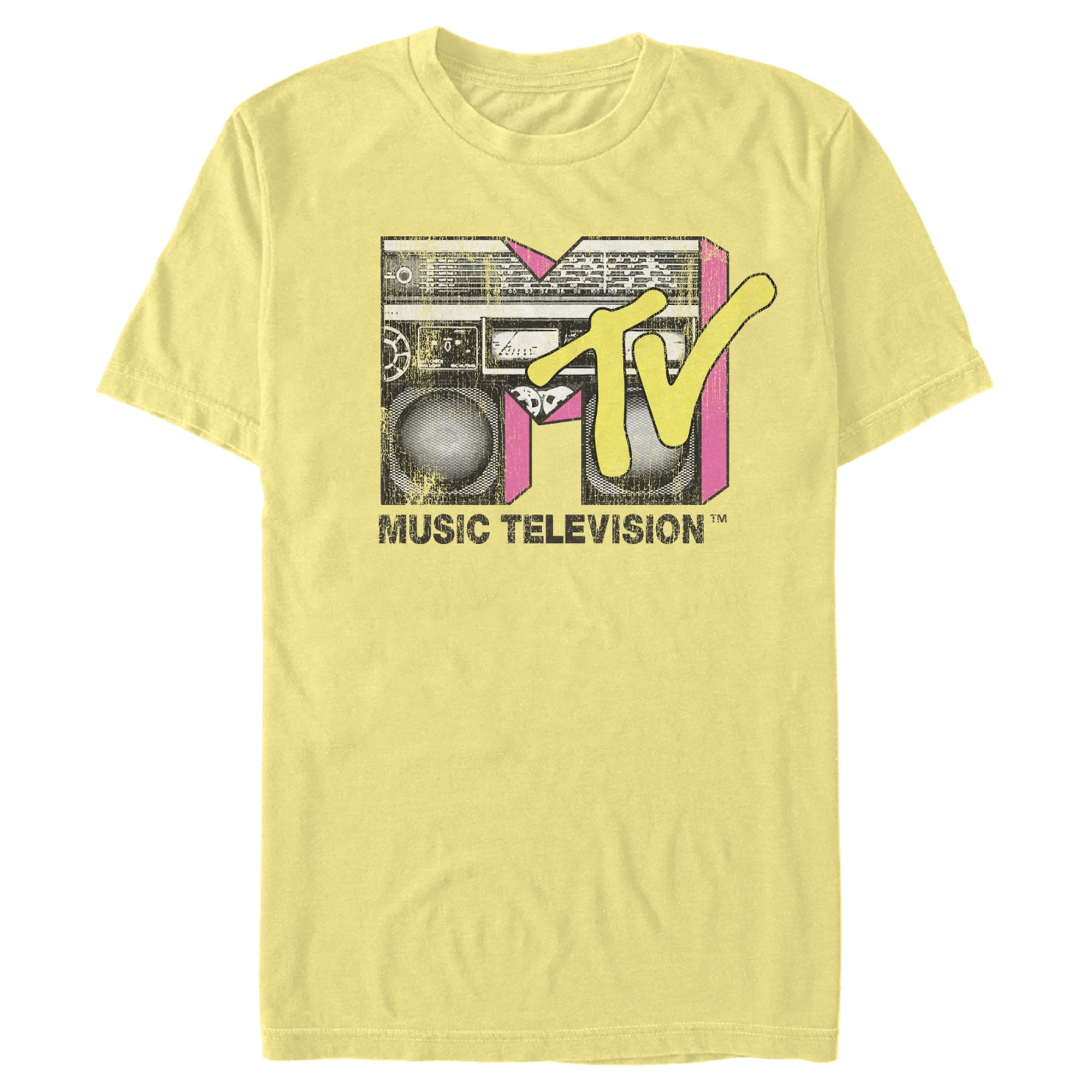 MTV Men's Retro Boombox Logo Graphic Tee, Banana, Large - Walmart.com
