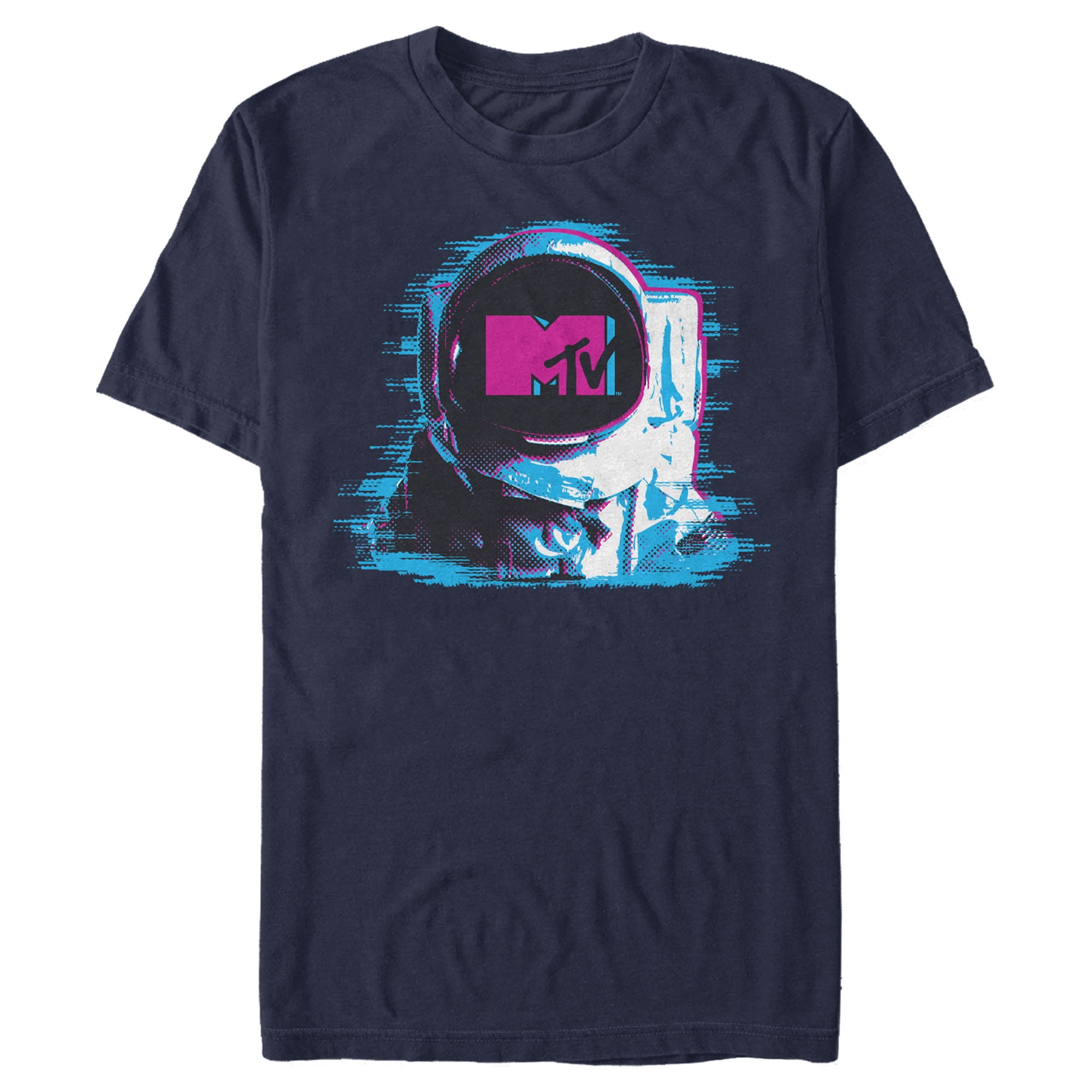 Men's MTV Spaceman Stare Logo Graphic Tee Navy Blue Large - Walmart.com