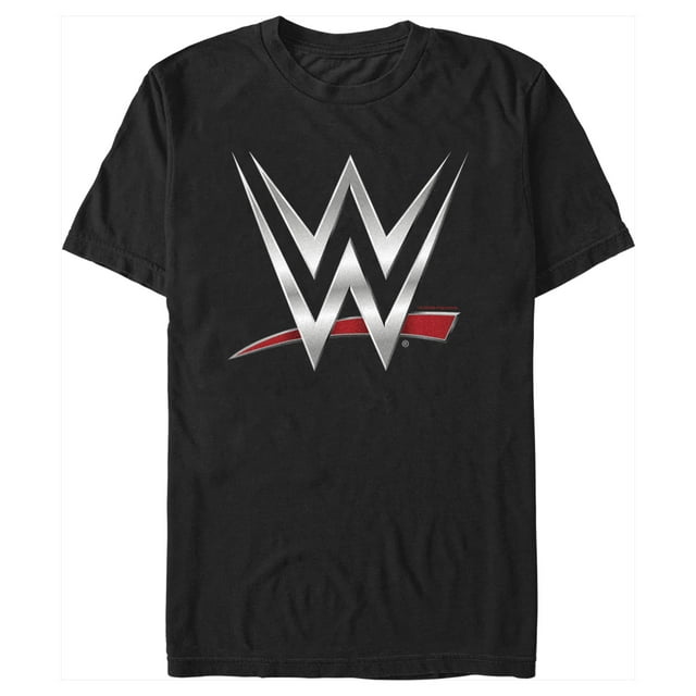 Mad Engine Men's Black T-Shirt with Chrome Metallic WWE Logo ...