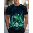 Men's Magic Forest Wolf Pattern Digital Print Sports Casual T-Shirt ...