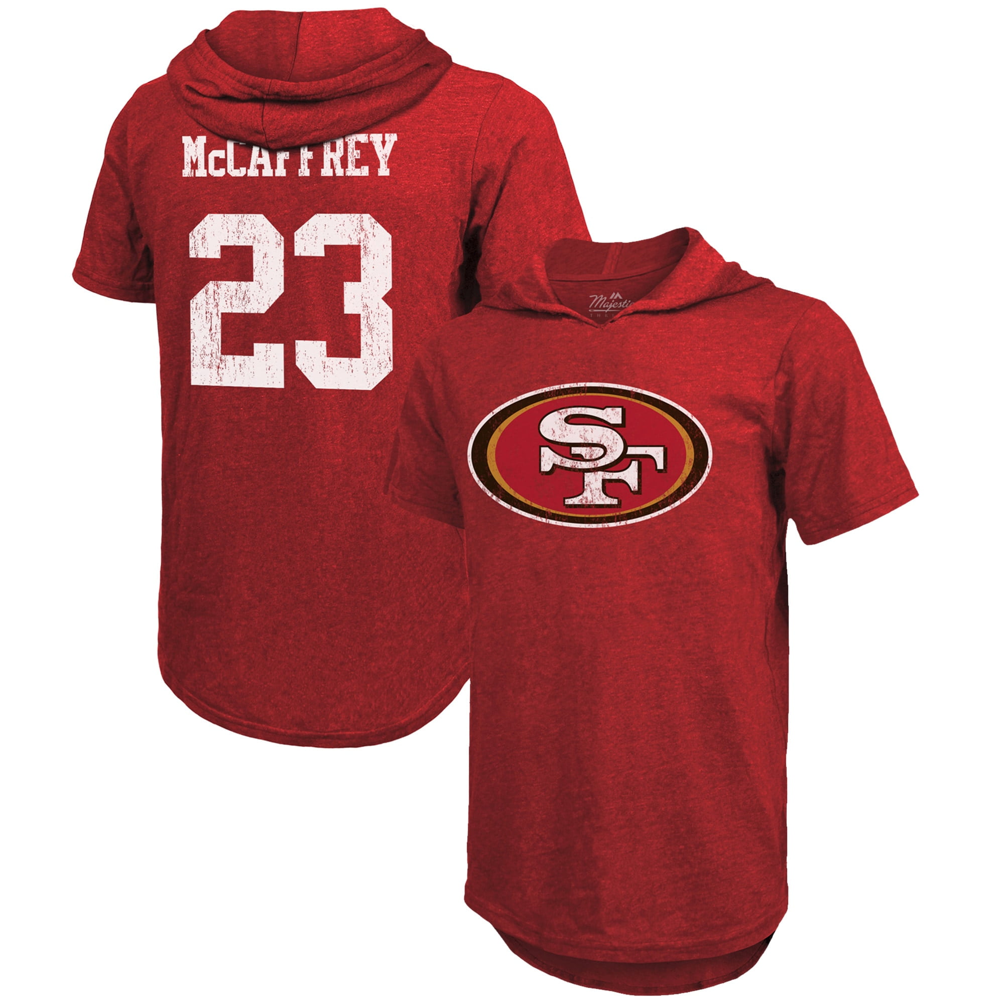 Men's Majestic Threads Christian McCaffrey Scarlet San Francisco 49ers ...