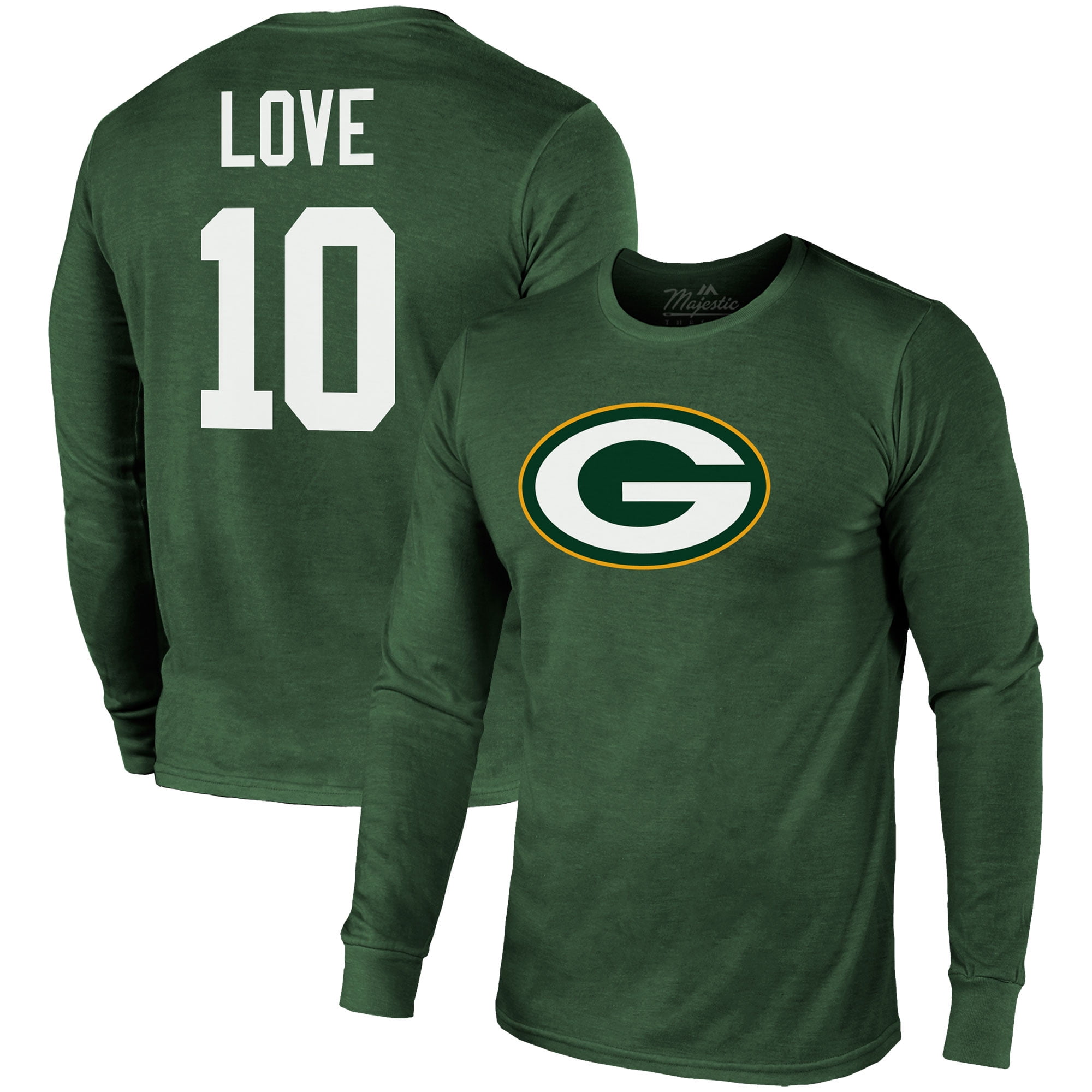 Men's Majestic Threads Jordan Love Green Green Bay Packers Name ...