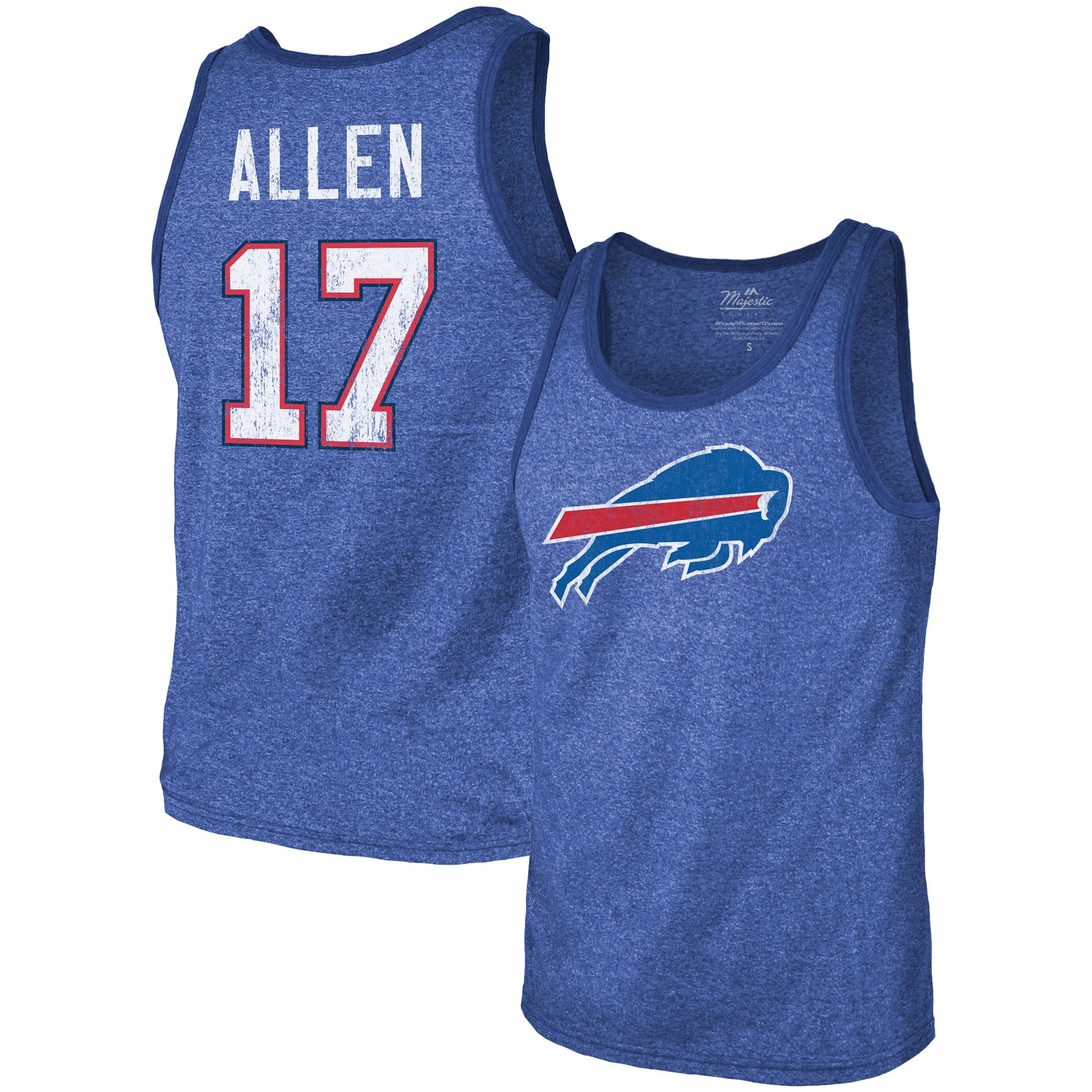 Men's Majestic Threads Josh Allen Royal Buffalo Bills Name & Number Tri ...