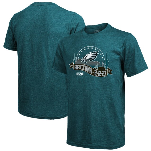 Men's Majestic Threads Midnight Green Philadelphia Eagles Super Bowl LVII Tri-Blend Desert T ...
