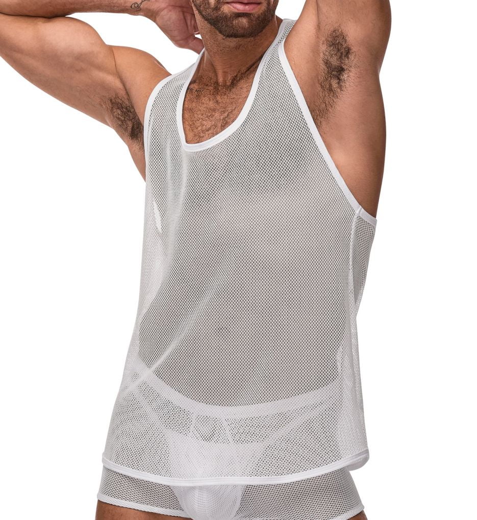Men's Male Power 111-11C Stretch Net Tank Top (White S/M) - Walmart.com
