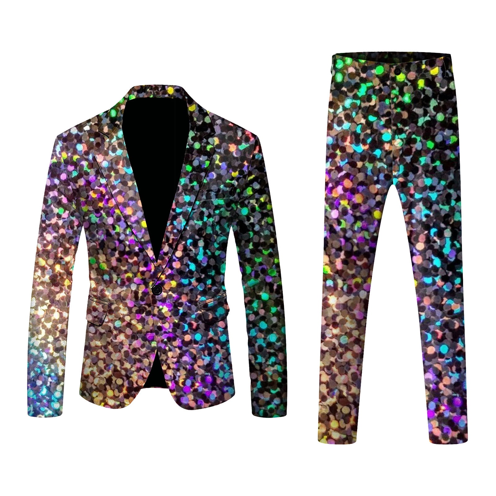 Men's Mardi Gras Festival Long Sleeved Lapel Button Suit Jacket with ...