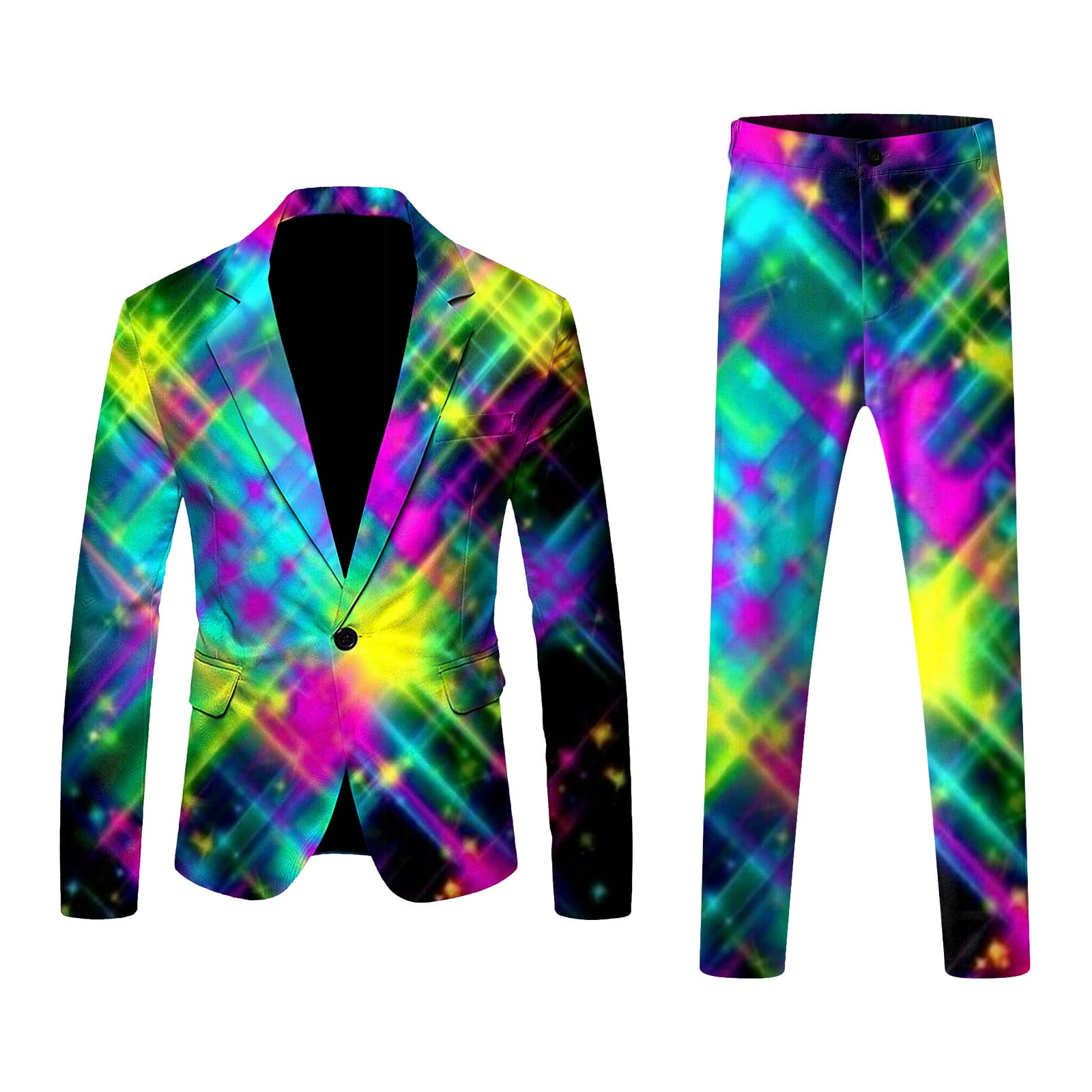 Men's Mardi Gras Festival Long Sleeved Lapel Button Suit Jacket with ...