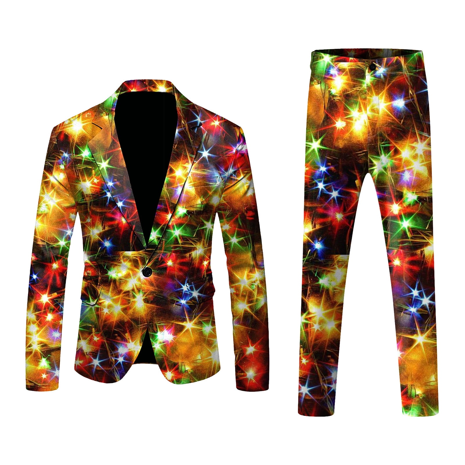 Men's Mardi Gras Festival Long Sleeved Lapel Button Suit Jacket with ...