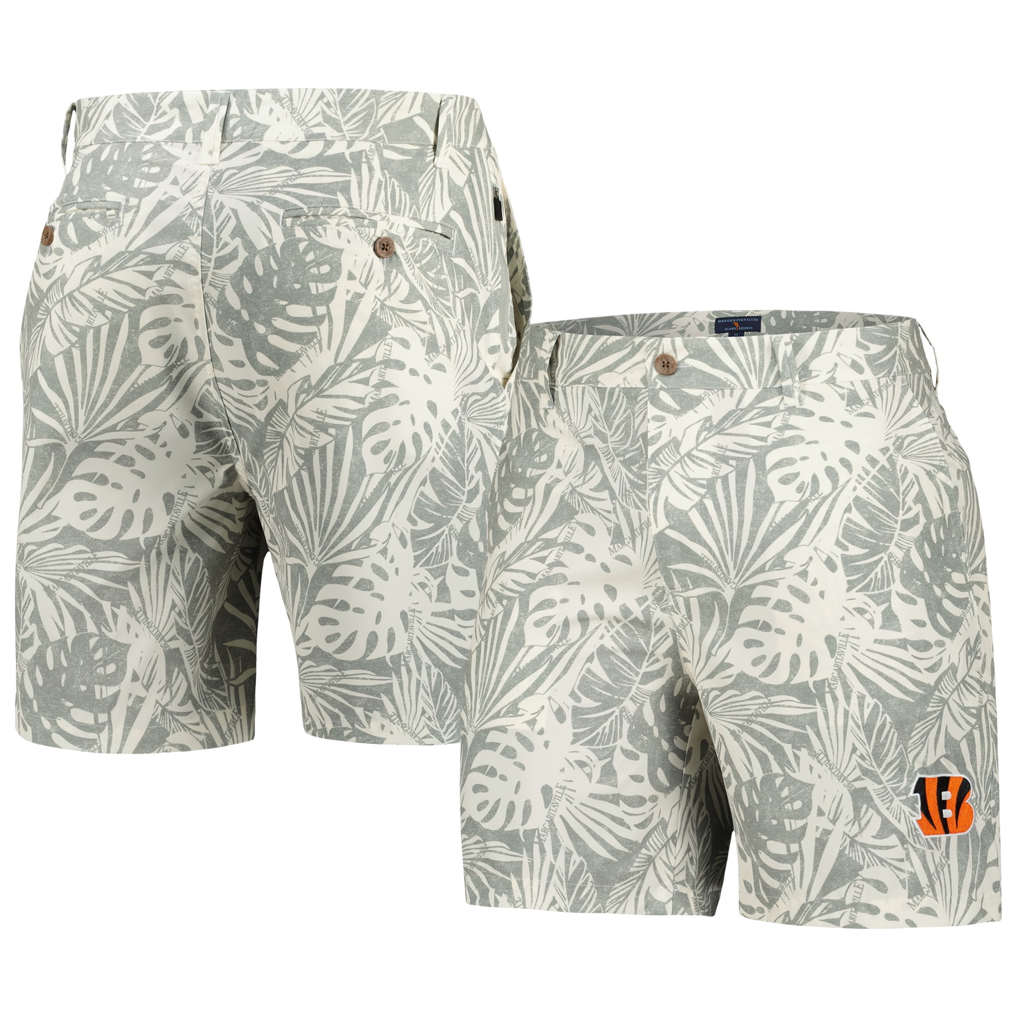 Men's Margaritaville Gray Cincinnati Bengals Sandwashed Monstera Print ...