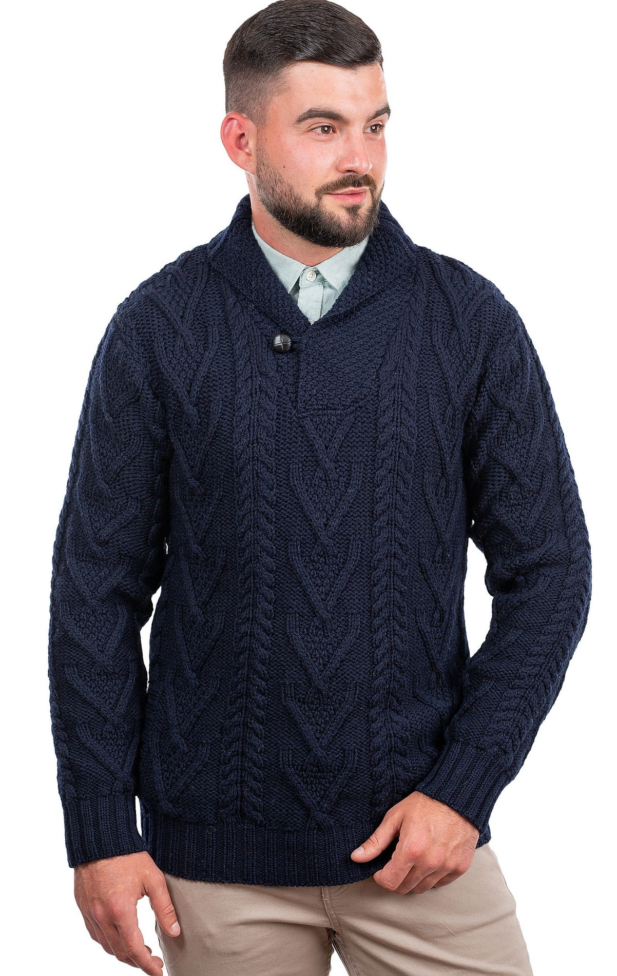 Men's Marino Wool Shawl Collar Single Button Sweater - Walmart.com