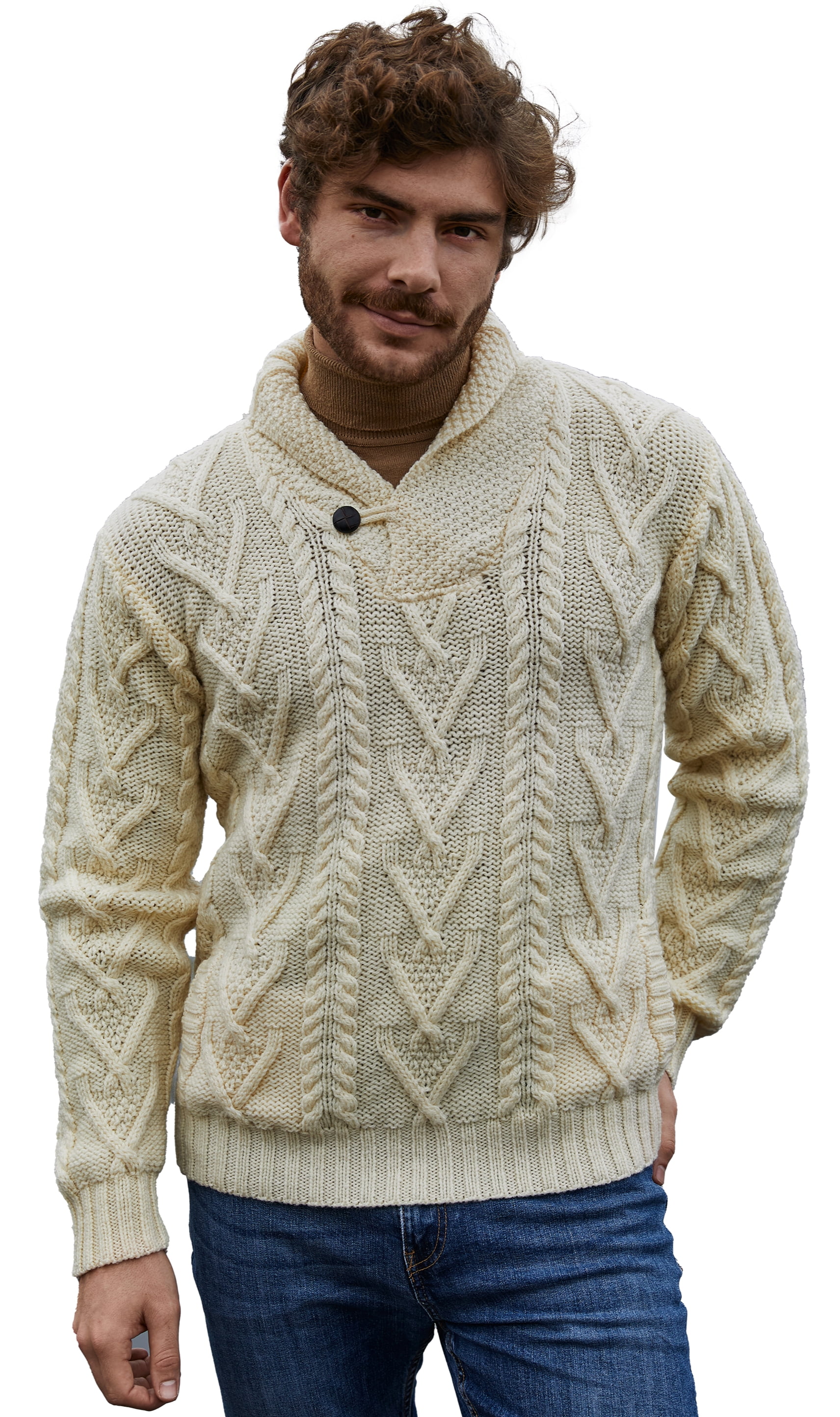 Men's Marino Wool Shawl Collar Single Button Sweater - Walmart.com