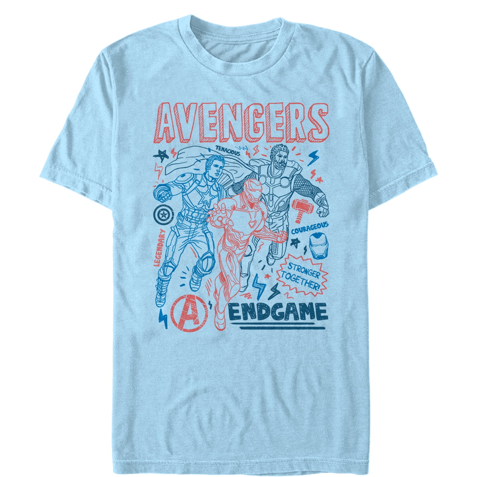 Men's Marvel Avengers: Endgame Cartoon Doodle Print Graphic Tee Light ...