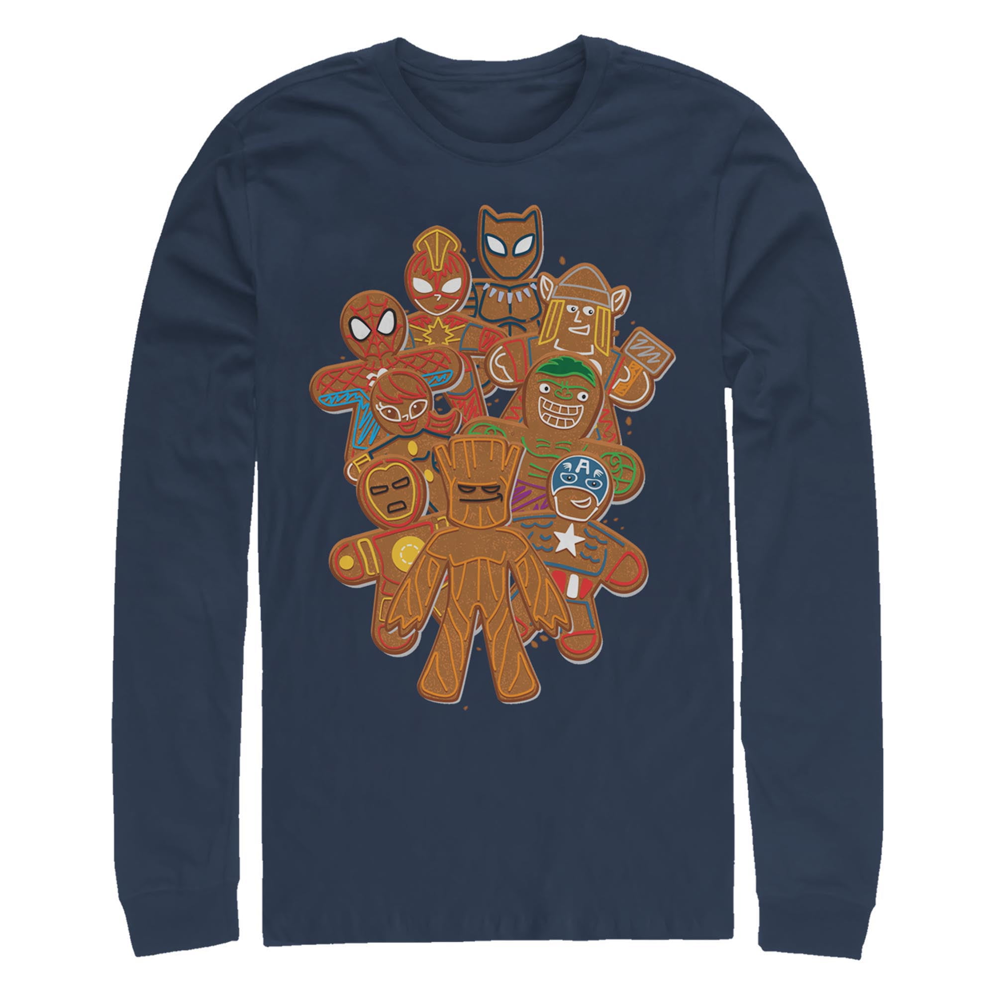 Men's Marvel Avengers Ginger Cookie Group Shot Long Sleeve Shirt ...