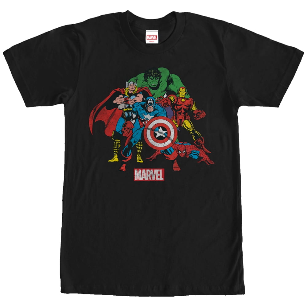 Marvel Men's Avengers Group Comic Graphic Tee, Black, Large - Walmart.com