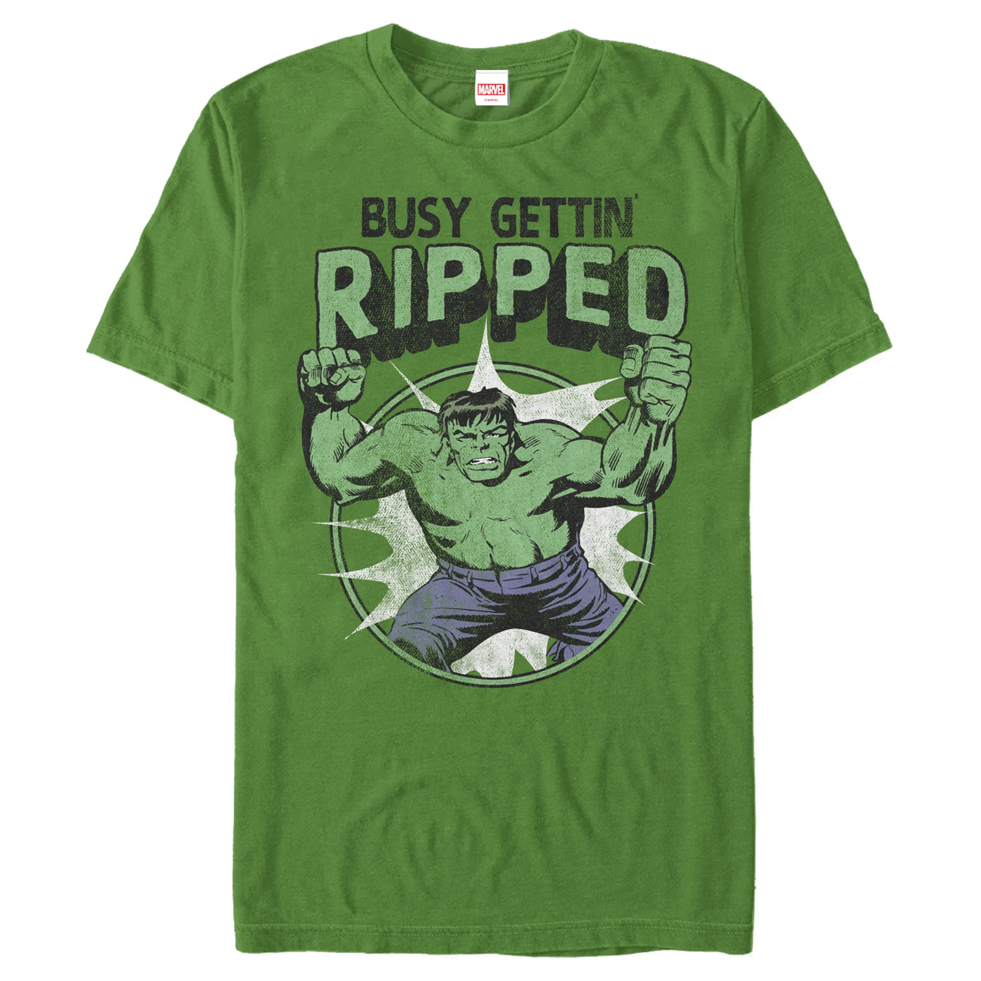 Men's Marvel Hulk Busy Getting' Ripped Graphic Tee Kelly Green Large ...