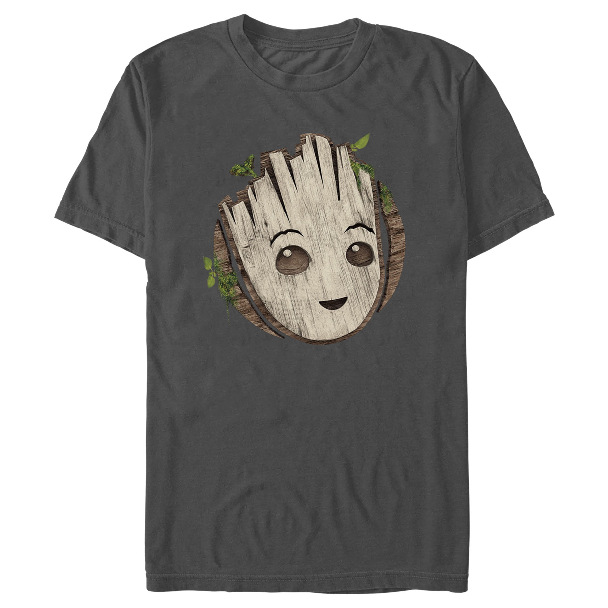 Men's Marvel: I am Groot Cute Smiling Groot Face Graphic Tee Charcoal ...