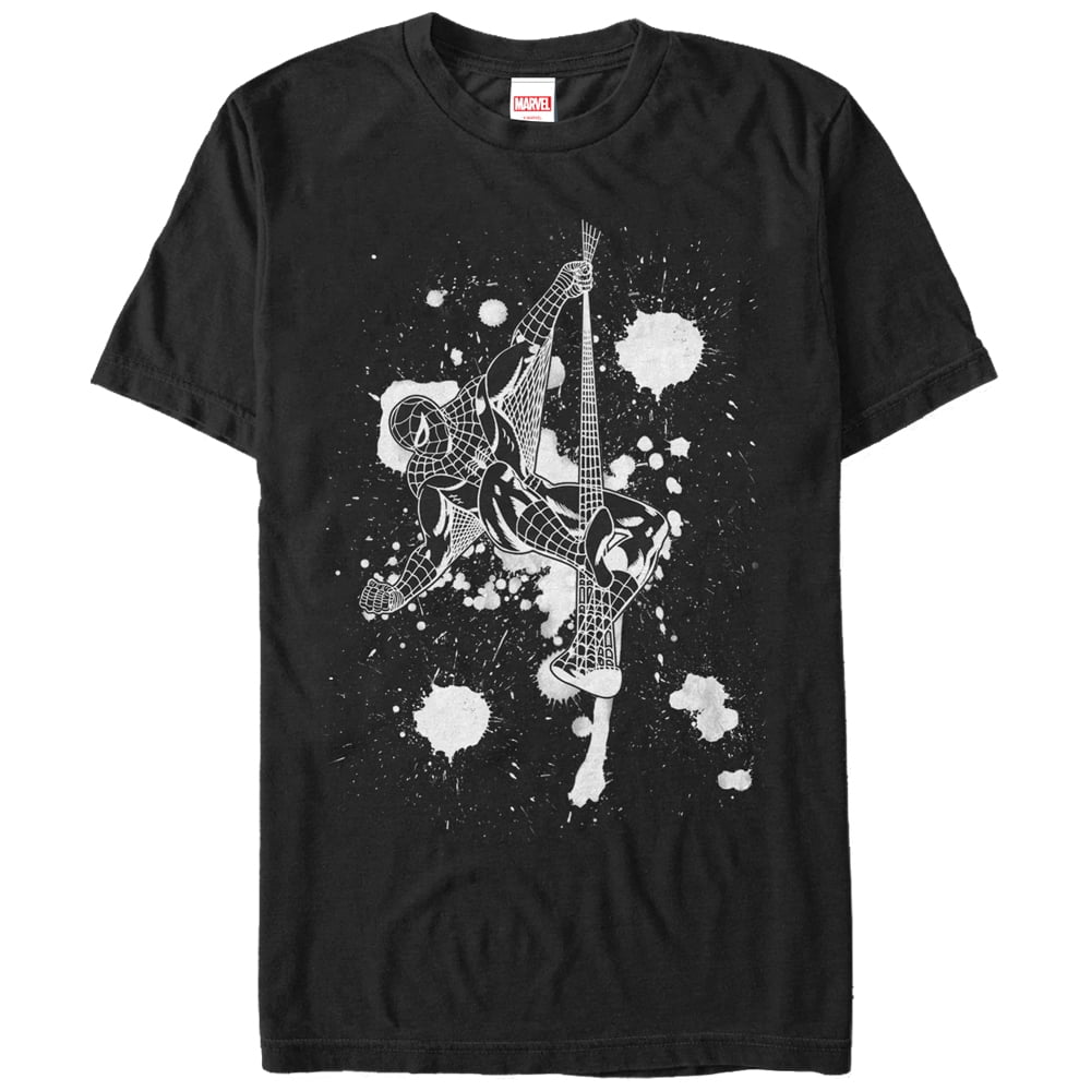 Men's Marvel Spider-Man Paint Splatter Art Graphic Tee Black Large ...