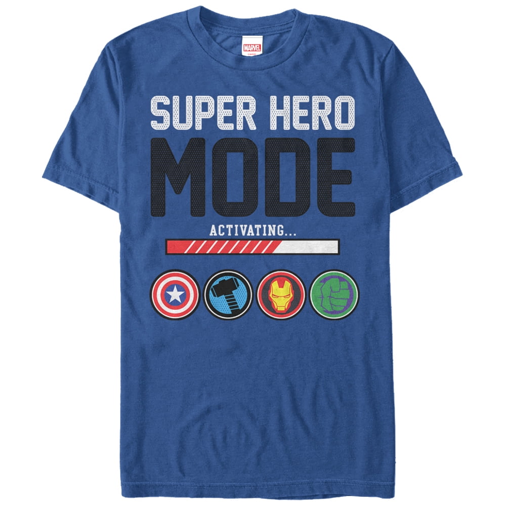 Men's Marvel Super Hero Mode Graphic Tee Royal X Large - Walmart.com
